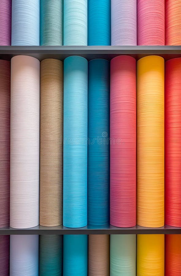Multicolored Solid Color Rolls of Wallpaper. Pastel Colors Stock Photo ...