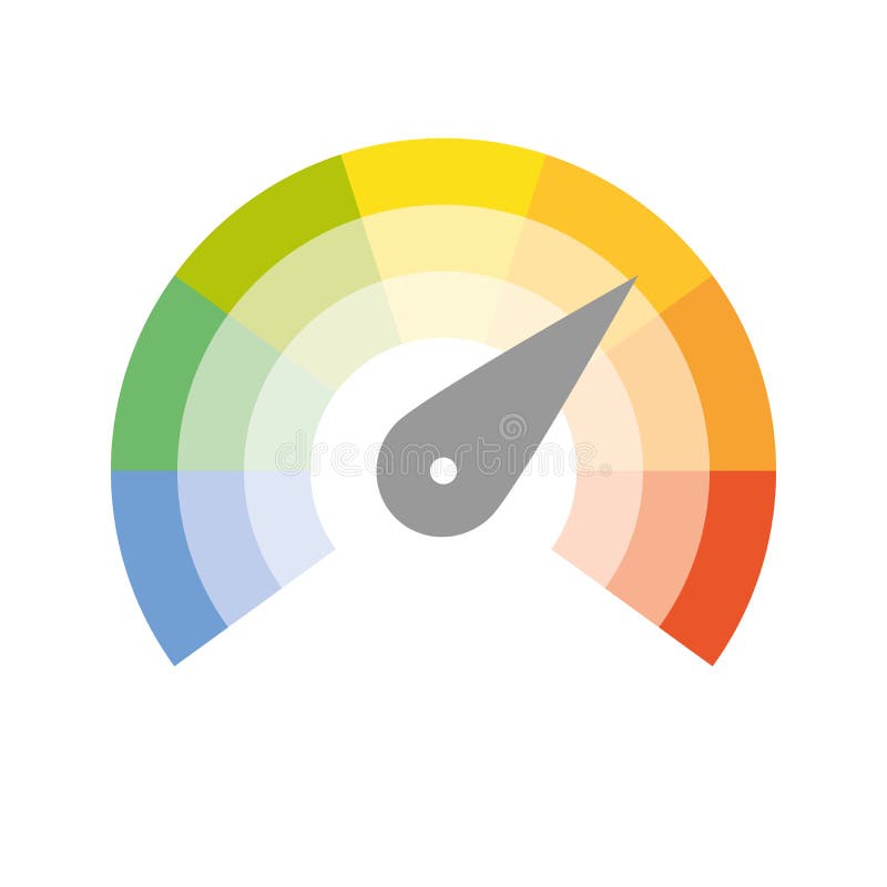 Multicolored Spectrum Radial Gauge Scale With Arrow Hand Pointer ...