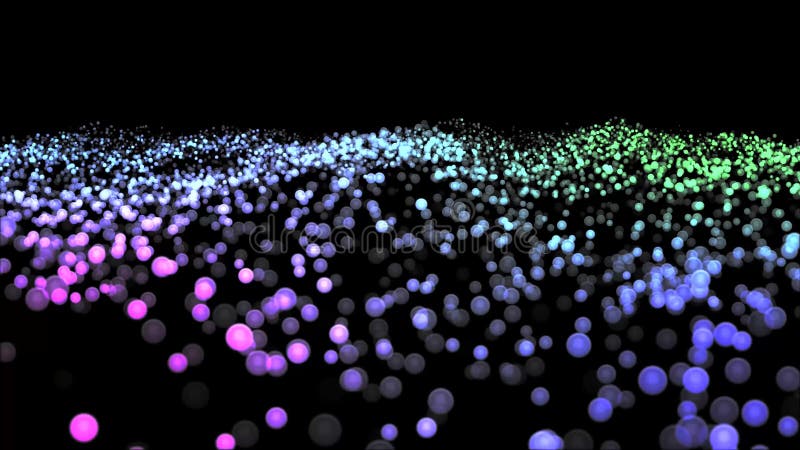Multicolored Spheres Particles Fast Float in Space in with Depth of ...