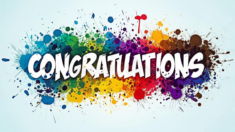 Multicolored Splash Art with Congratulations Message Stock Illustration ...