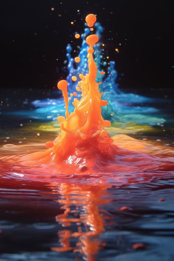 Multicolored Splashes of Colors on a Black Background. 3d Illustration ...