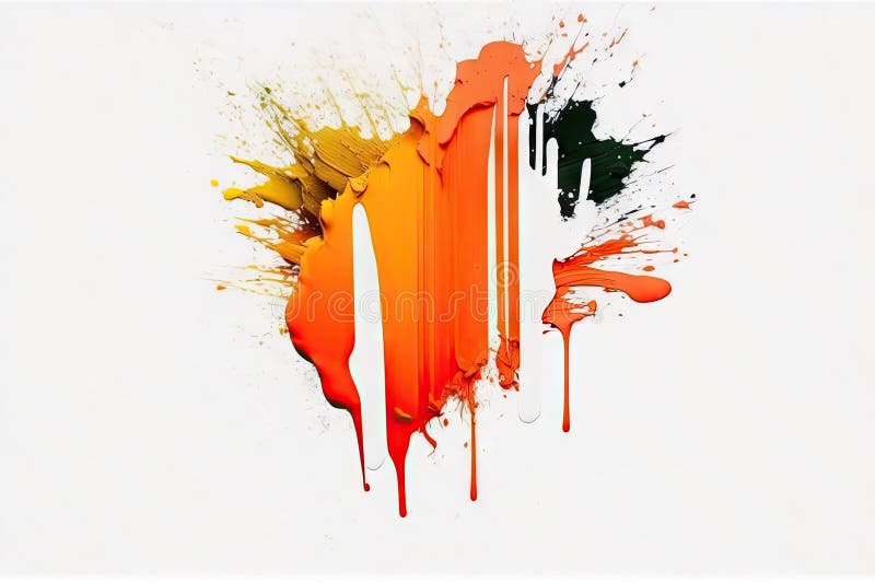 Multicolored Splashes of Paint, Mostly Orange, Isolated on a White ...