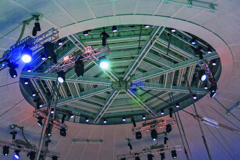Multicolored Spotlights Under the Circus Dome. Under the Dome of the ...