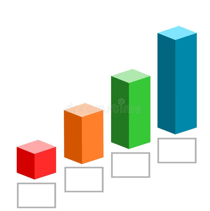 Multicolored Square Shape Bar Graph on White Background Stock ...