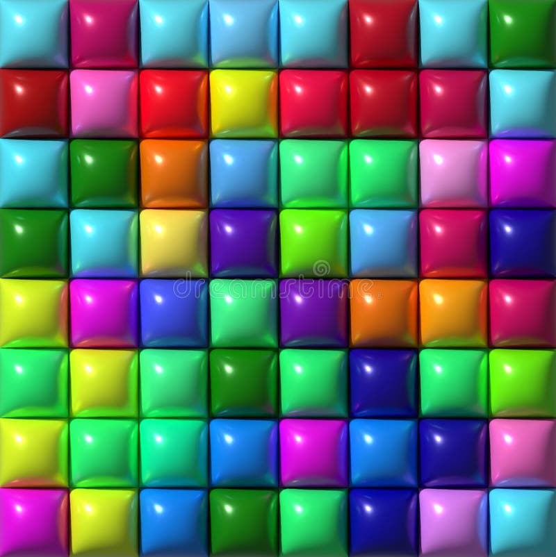 Multicolored Squares with Shiny Smooth Surface, 3D Rendering ...