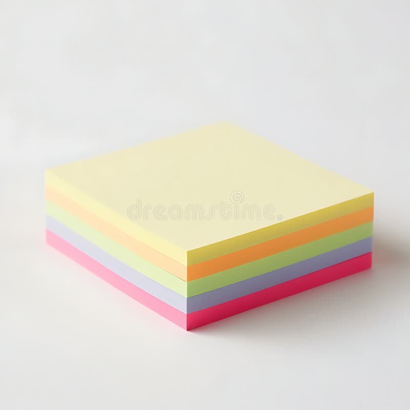 Multicolored Stacked Sticky Notes on White Background Stock Image ...