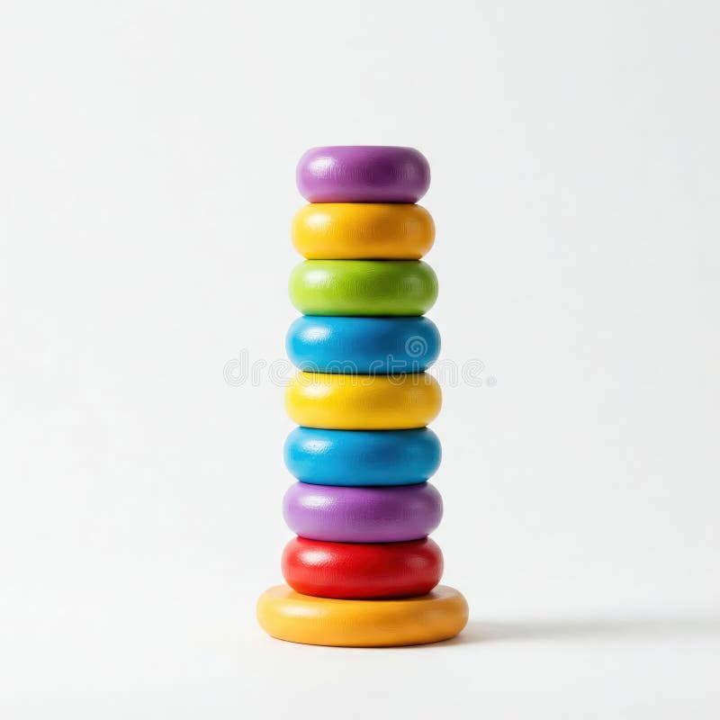 Multicolored Stacking Donuts Toy Stock Image - Illustration of donuts ...