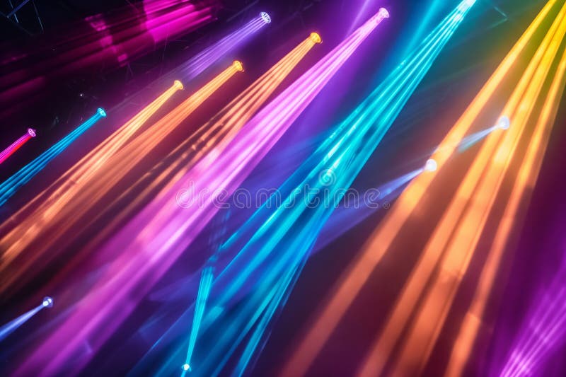 Multicolored Stage Spotlights Shining in Dark Auditorium Stock Image ...