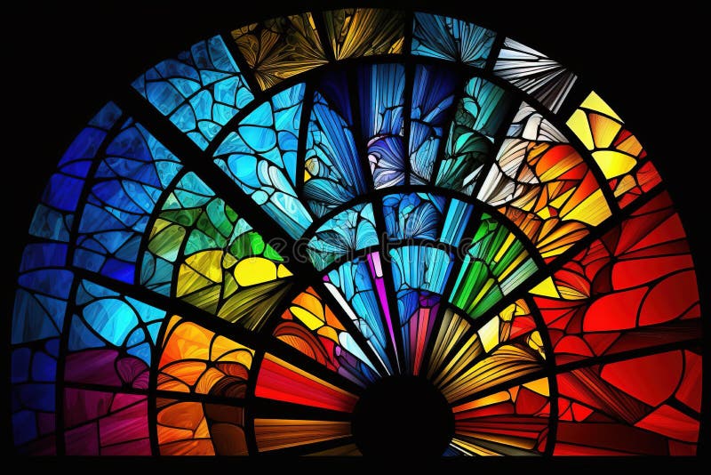 Multicolored Stained Glass Window with Irregular Random Block Pattern ...