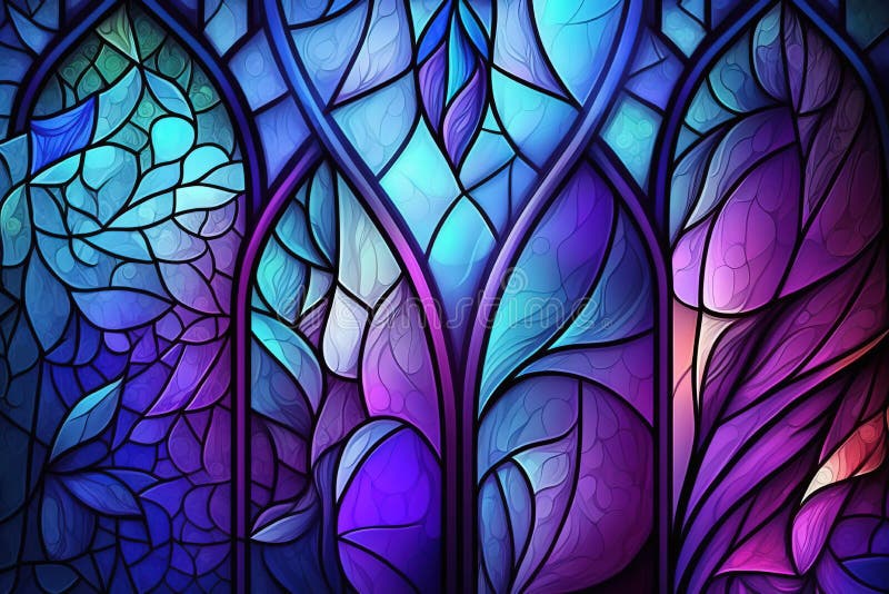 Multicolored Stained Glass Window with Irregular Random Block Pattern ...