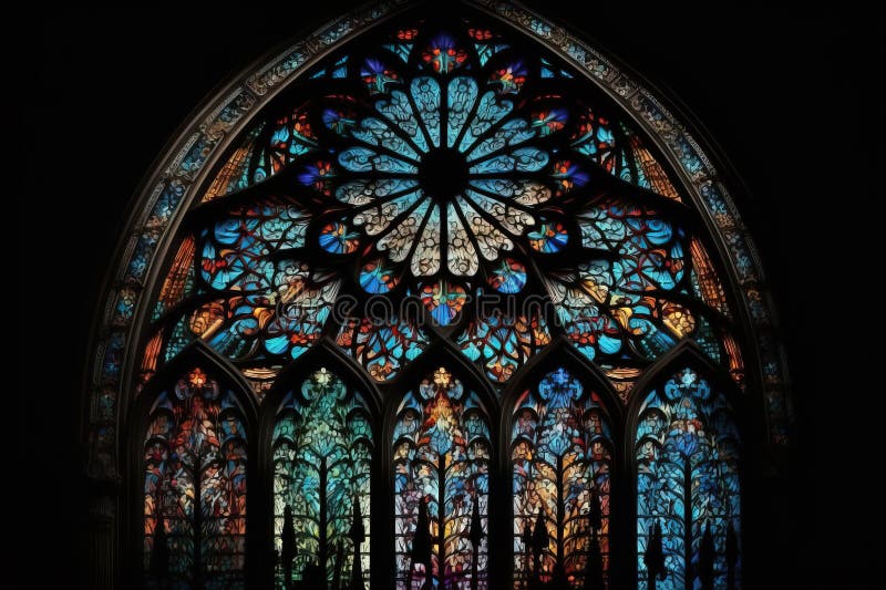 Multicolored Stained Glass Window with Irregular Random Block Pattern ...