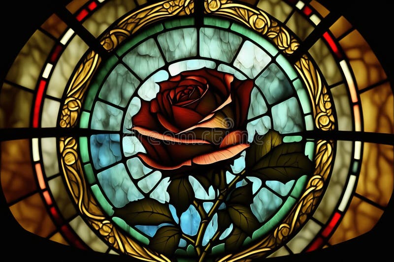 Multicolored Stained Glass Window with Irregular Random Block Pattern ...