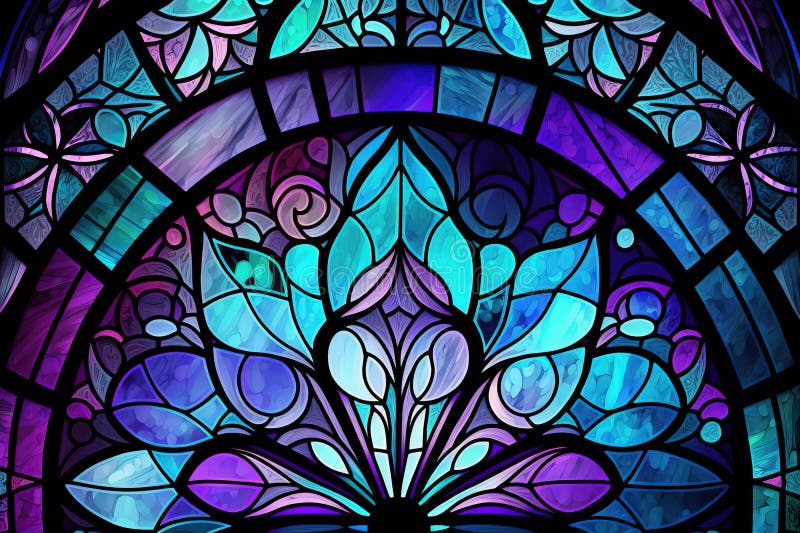 Multicolored Stained Glass Window with Irregular Random Block Pattern ...