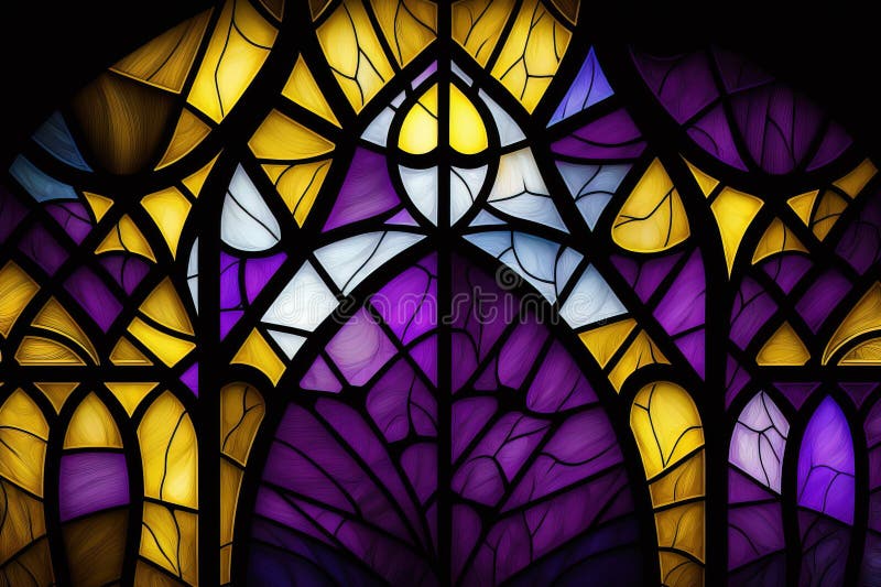 Multicolored Stained Glass Window with Irregular Random Block Pattern ...