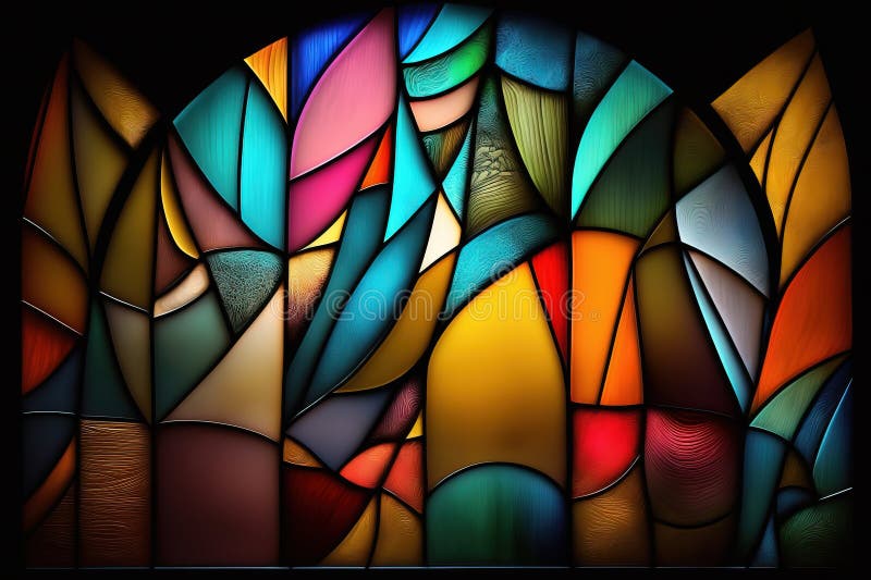 Multicolored Stained Glass Window with Irregular Random Block Pattern ...