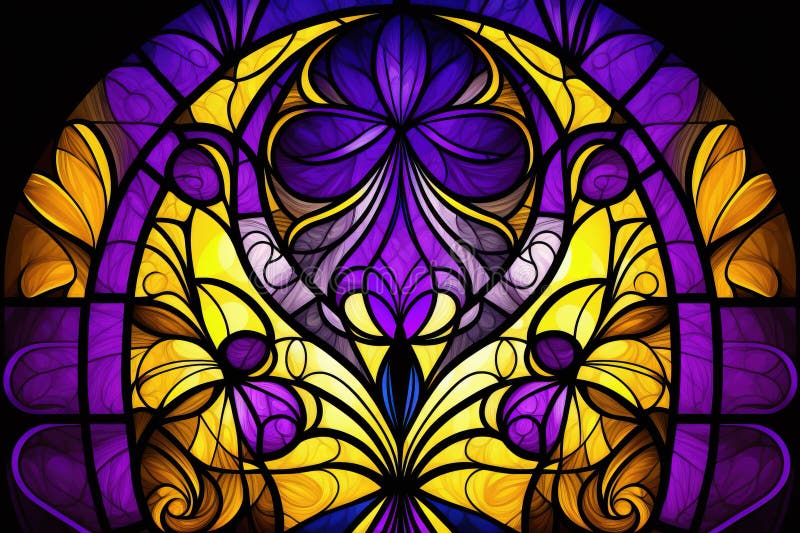 Multicolored Stained Glass Window with Irregular Random Block Pattern ...