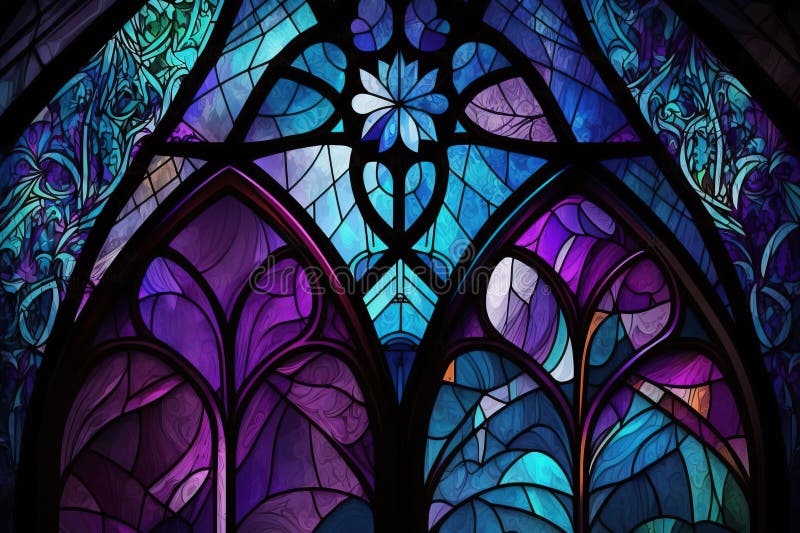 Multicolored Stained Glass Window with Irregular Random Block Pattern ...