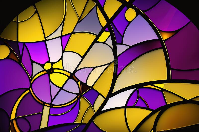 Multicolored Stained Glass Window with Irregular Random Block Pattern ...