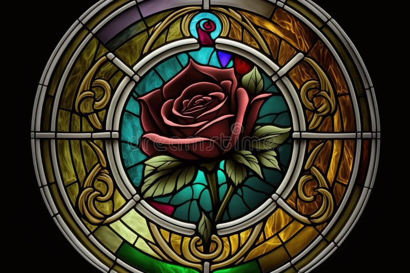 Multicolored Stained Glass Window with Irregular Random Block Pattern ...