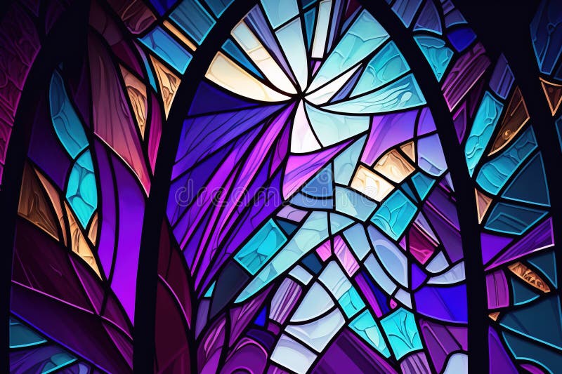 Multicolored Stained Glass Window with Irregular Random Block Pattern ...