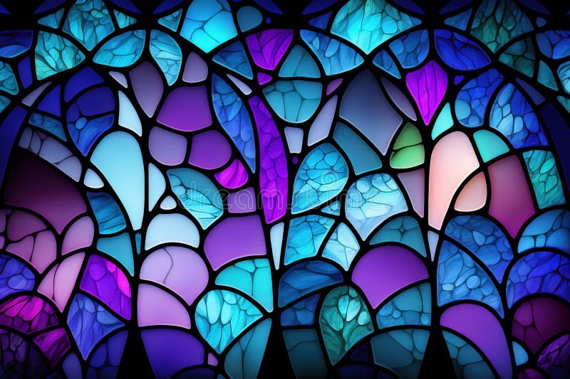 Multicolored Stained Glass Window with Irregular Random Block Pattern ...