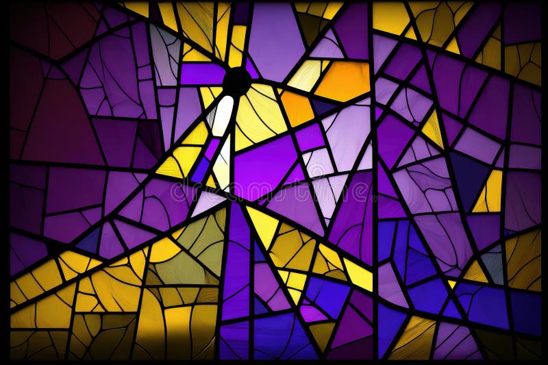 Multicolored Stained Glass Window with Irregular Random Block Pattern ...