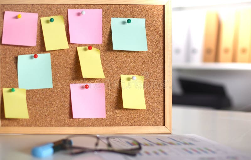 Multicolored Stickers on the Board in the Office Stock Photo - Image of ...