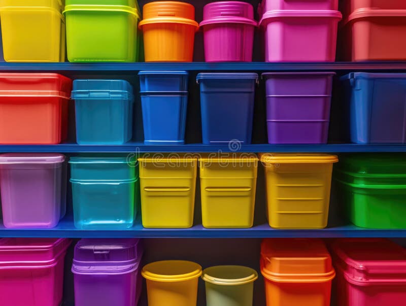 Multicolored Storage Bins stock photo. Image of colors - 377263174