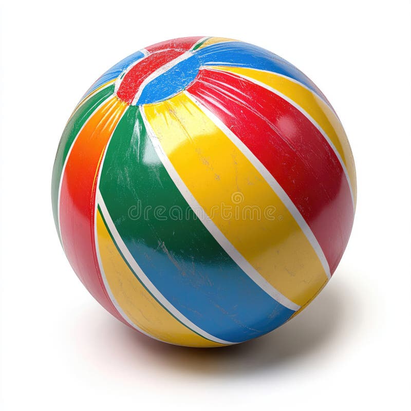 Multicolored Striped Beach Ball Isolated on White Stock Illustration ...