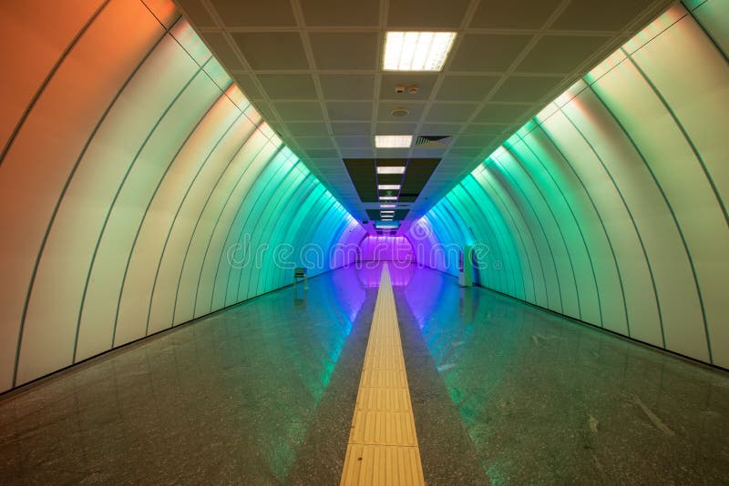 Multicolored Subway Corridor Stock Image - Image of colour, modern ...