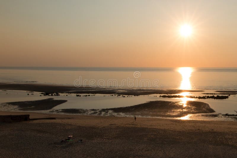 Multicolored Summertime Sunset on Atlantic Sea Beach. Vibrant ...
