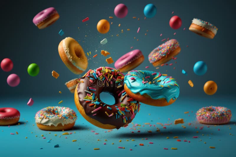 Multicolored Sweet Donuts, Generative AI Stock Illustration ...