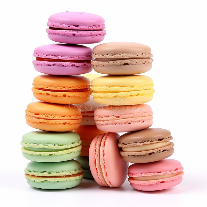 Multicolored Sweet Macarons Isolated on White Background Stock ...