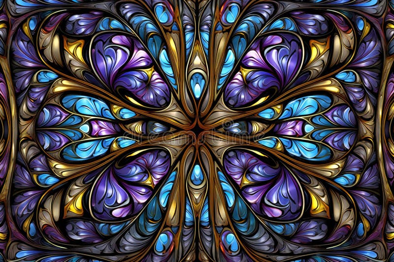 Multicolored Symmetrical Pattern in Stained-glass Window Style Stock ...