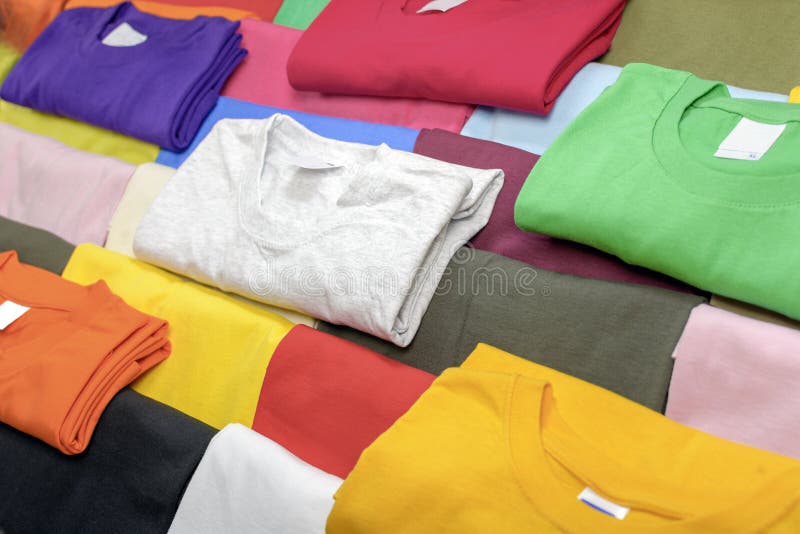 Multicolored t-shirts. stock image. Image of industry - 55267485