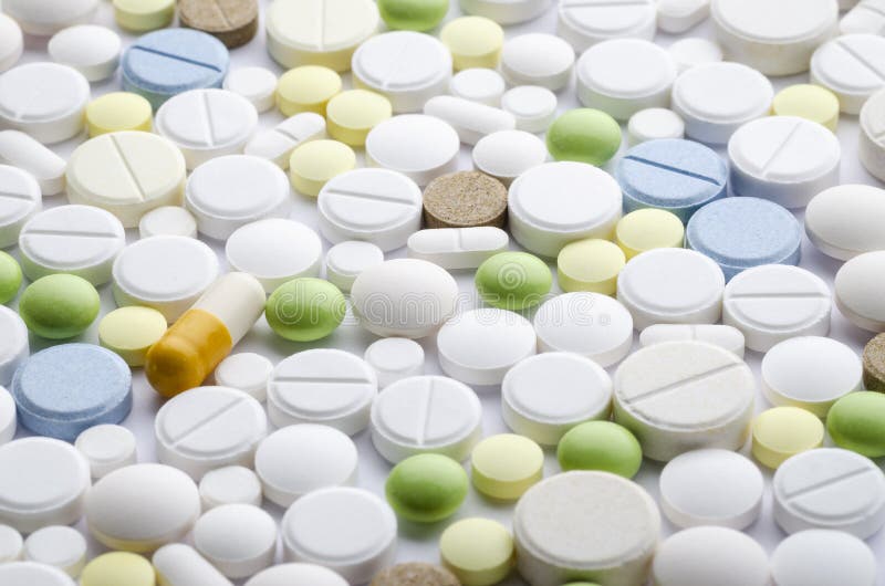 Multicolored Tablets of Different Shapes Close-up Stock Image - Image ...