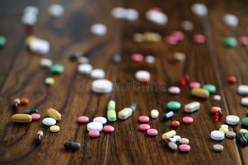 Multicolored Tablets of Different Shapes and Sizes Stock Photo - Image ...