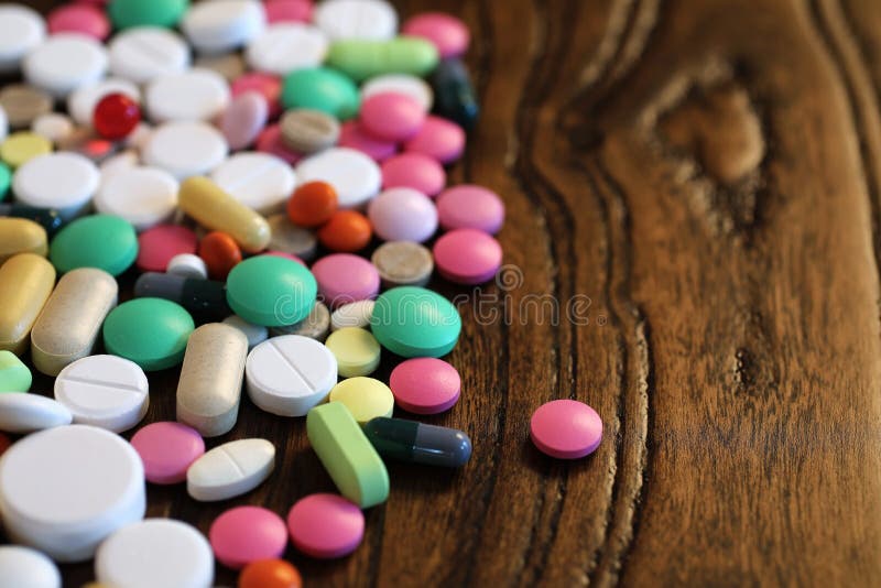 Multicolored Tablets of Different Shapes and Sizes Stock Image - Image ...