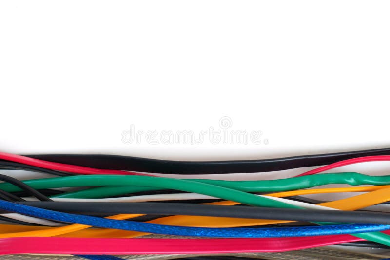 Multicolored Tangled Cables Across a White Background. Network ...