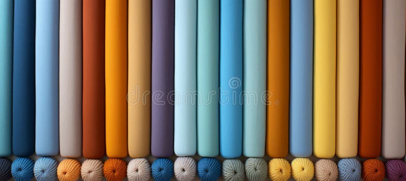 Multicolored Textile and Wool Balls Vertical Lines, Close-up View ...