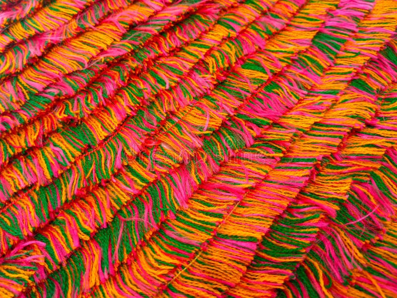 Multicolored Thread Strands Texture Background, Side View of Downward ...