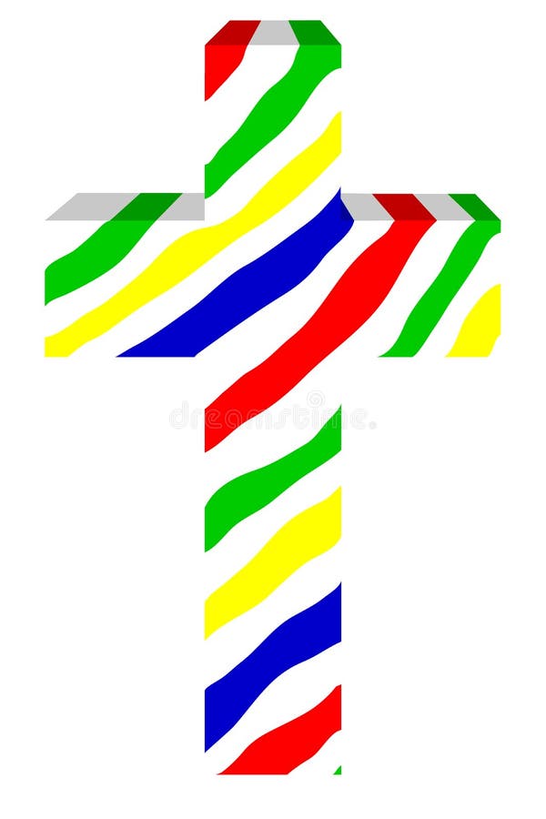 Multicolored Three-dimensional Cross on White Background, 3d Stock ...