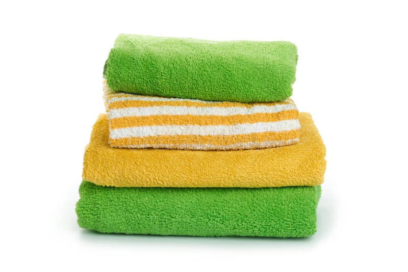 Stack of Bath Towels Isolated on White Stock Photo - Image of closeup ...