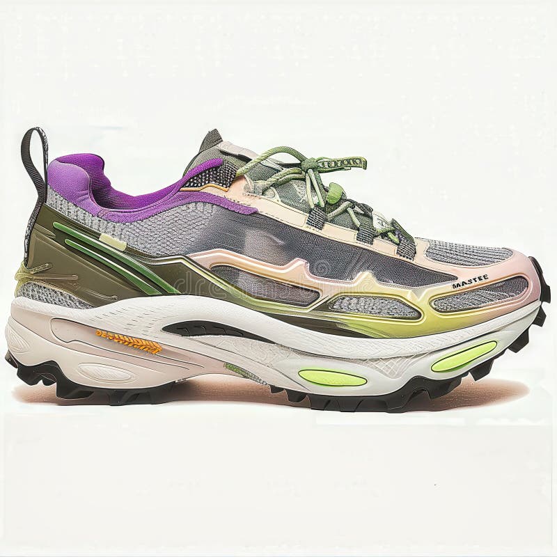 A Multicolored Trail Runner Shoe with a Futuristic Design Stock Image ...