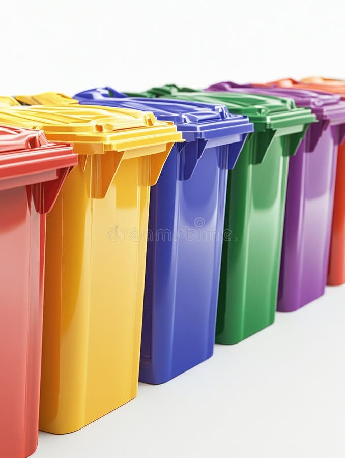 Multicolored Trash Bins stock photo. Image of community - 387905346