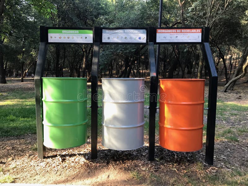 Multicolored Trash Cans Designed for Different Types of Waste on the ...