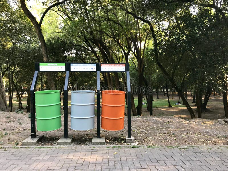 Multicolored Trash Cans Designed for Different Types of Waste on the ...