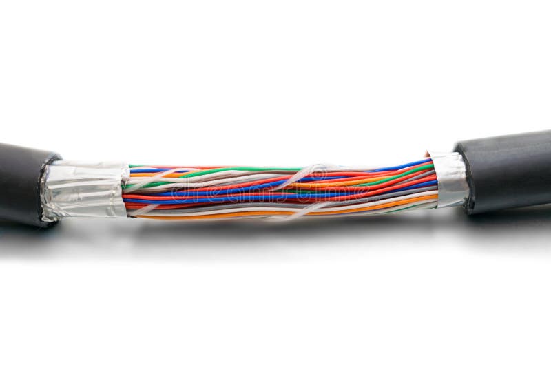 Multicolored Trunk Cable is Torn Off. Multichannel Communication Line ...