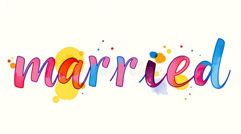 Multicolored Typography Spelling Married with Playful Splashes Stock ...