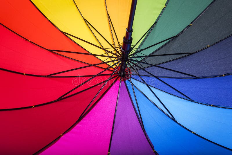 Multicolored Umbrella. Colors of Rainbow Stock Photo - Image of parasol ...